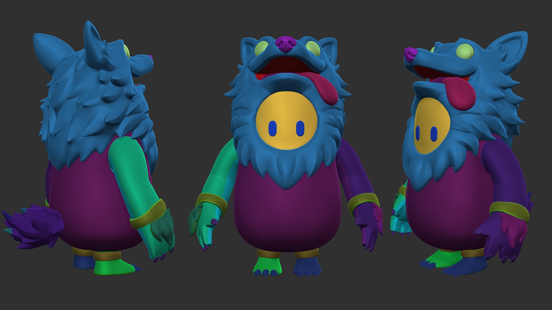 3D Fall Guys Wolf Skin Game Character 8K model - TurboSquid 1924613