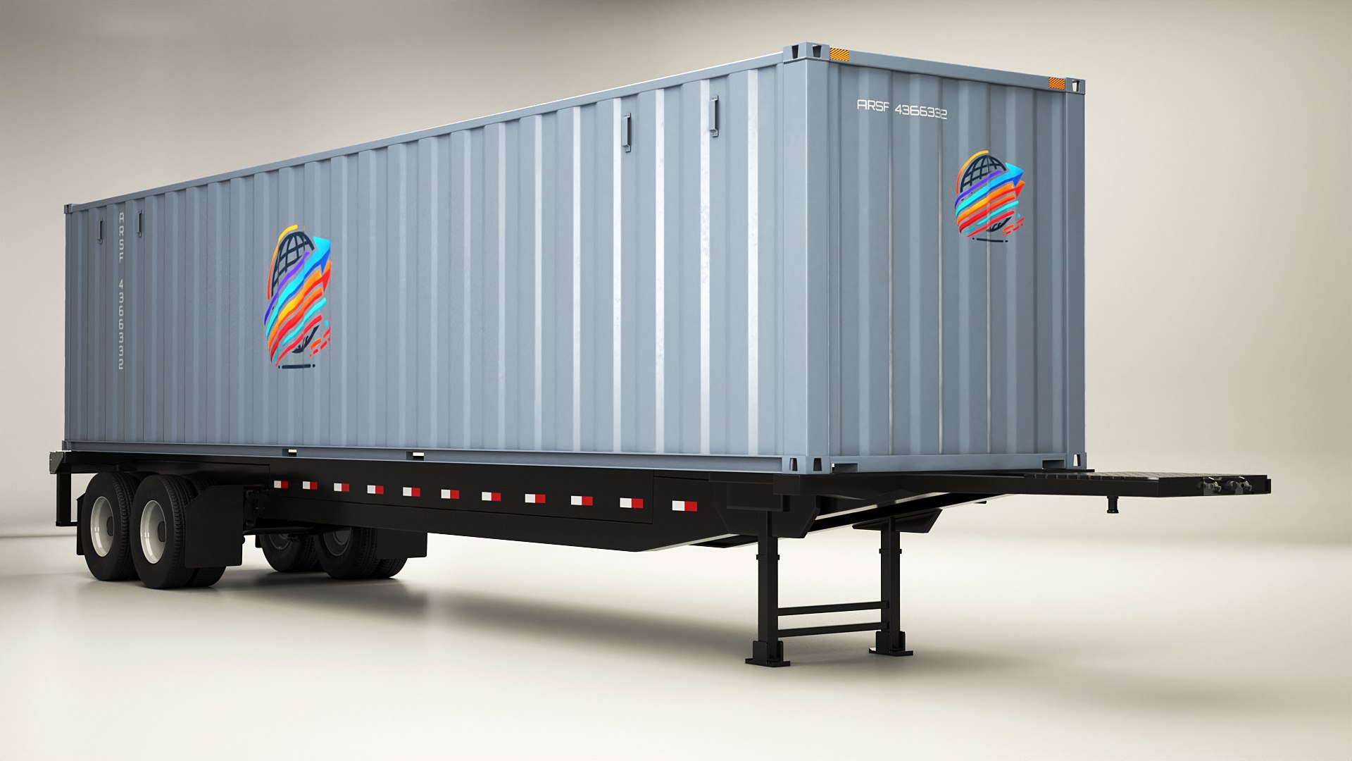 3D ISO Shipping Container Semi Trailer - TurboSquid 2313574
