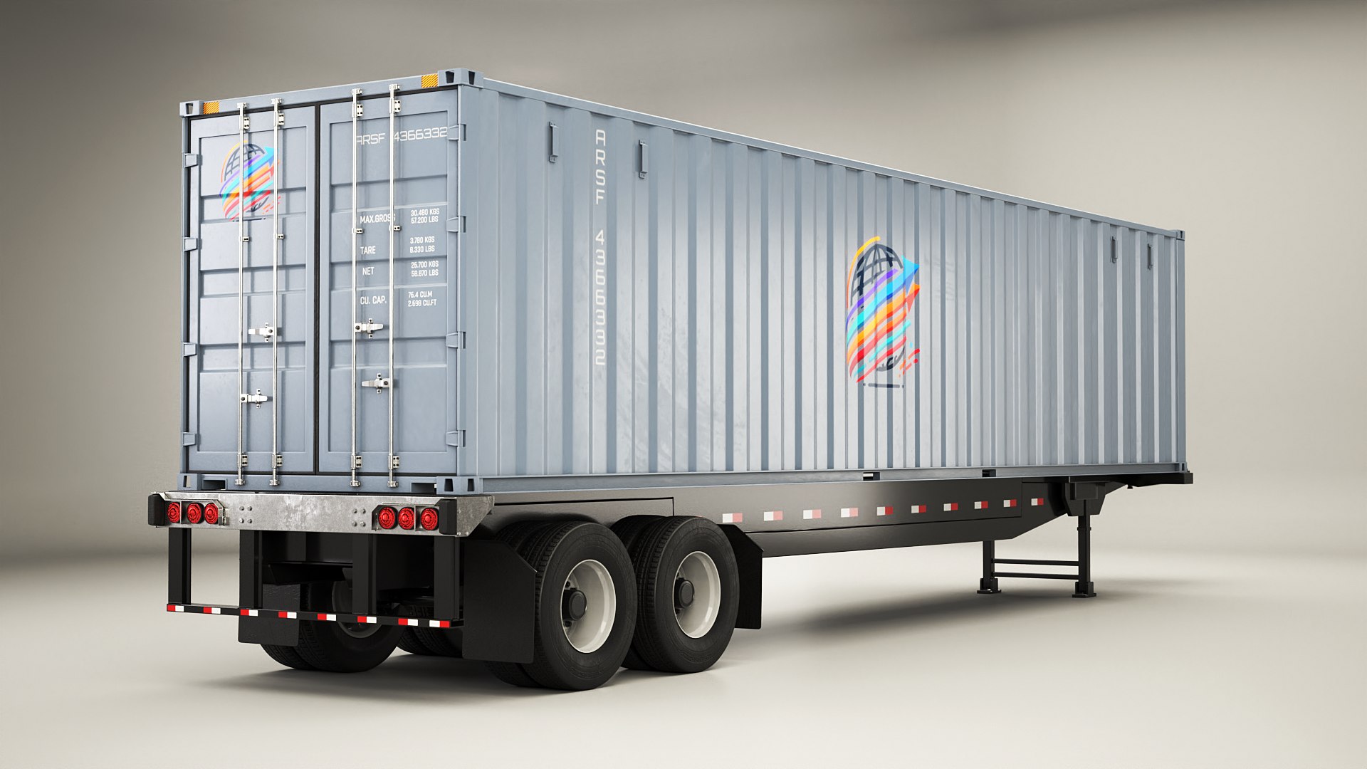 3D ISO Shipping Container Semi Trailer - TurboSquid 2313574