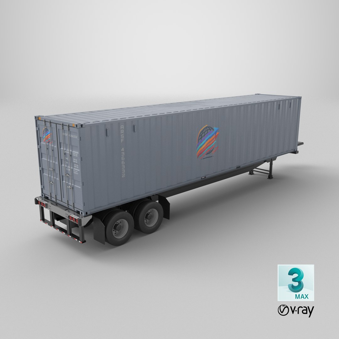 3D ISO Shipping Container Semi Trailer - TurboSquid 2313574