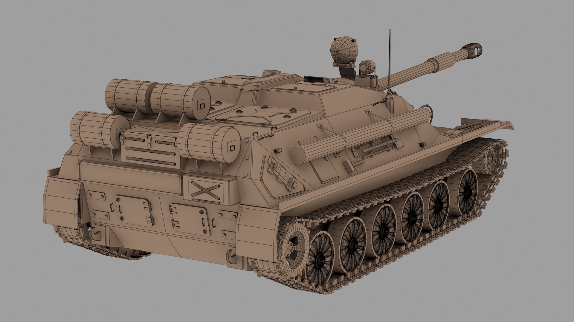 Soviet Asu 85 3d Model