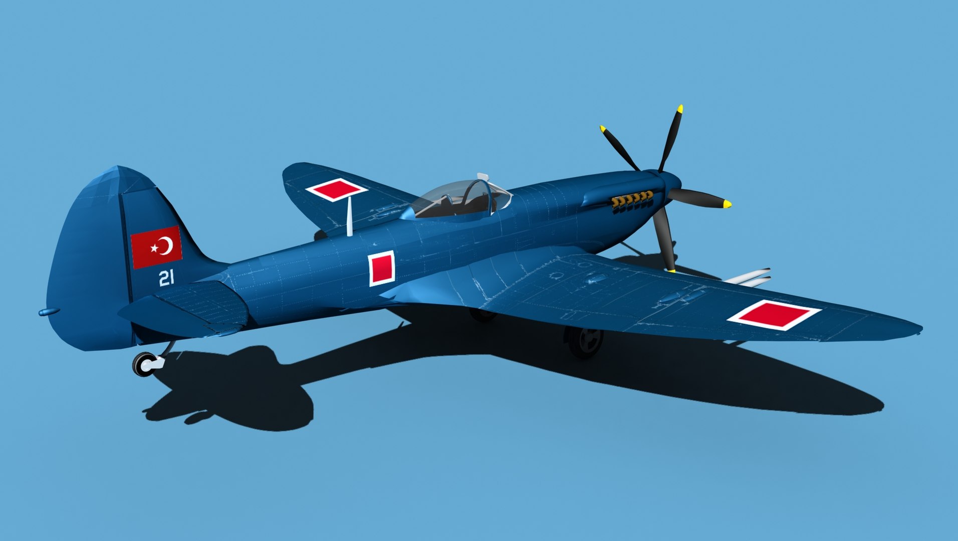 Supermarine Spitfire Mk XXII V18 Turkey 3D Model - TurboSquid 1925752