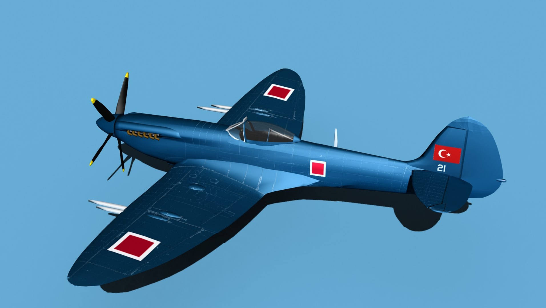 Supermarine Spitfire Mk XXII V18 Turkey 3D Model - TurboSquid 1925752