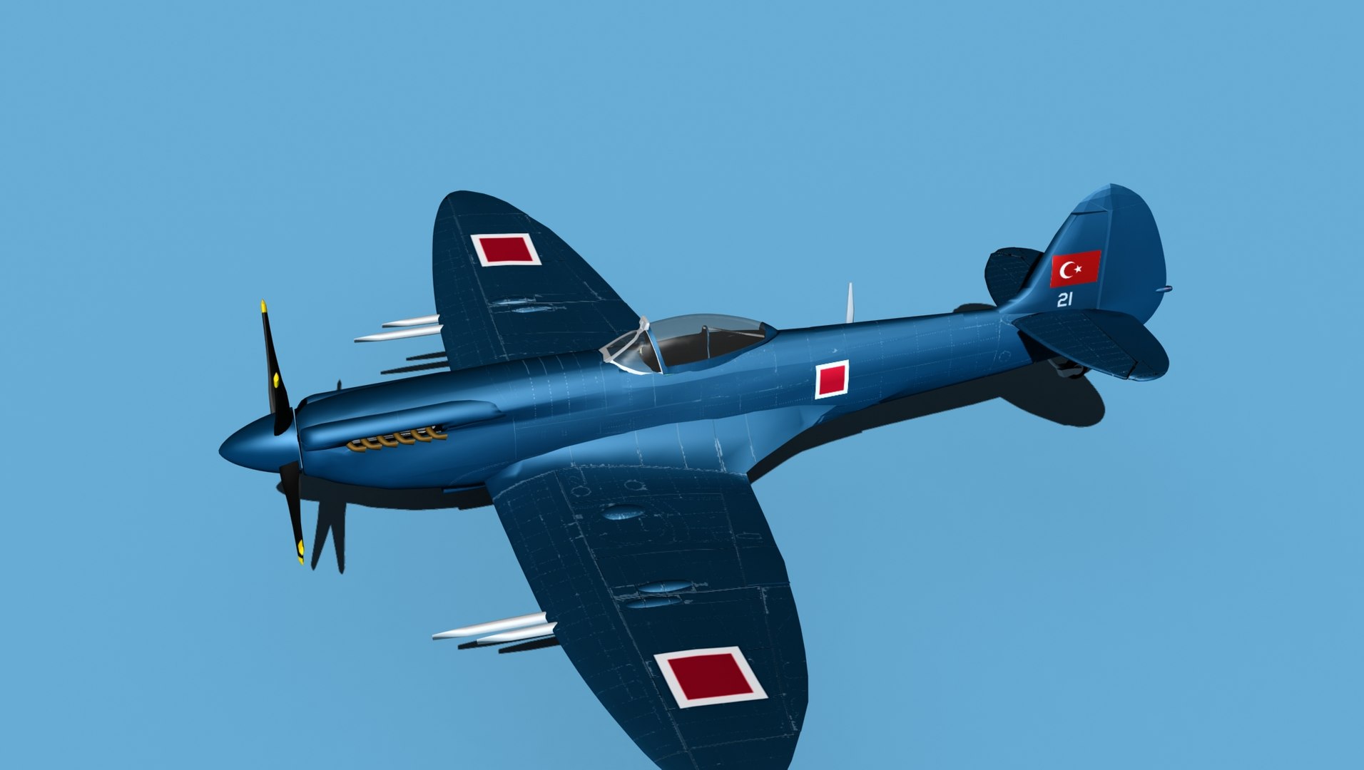 Supermarine Spitfire Mk XXII V18 Turkey 3D Model - TurboSquid 1925752