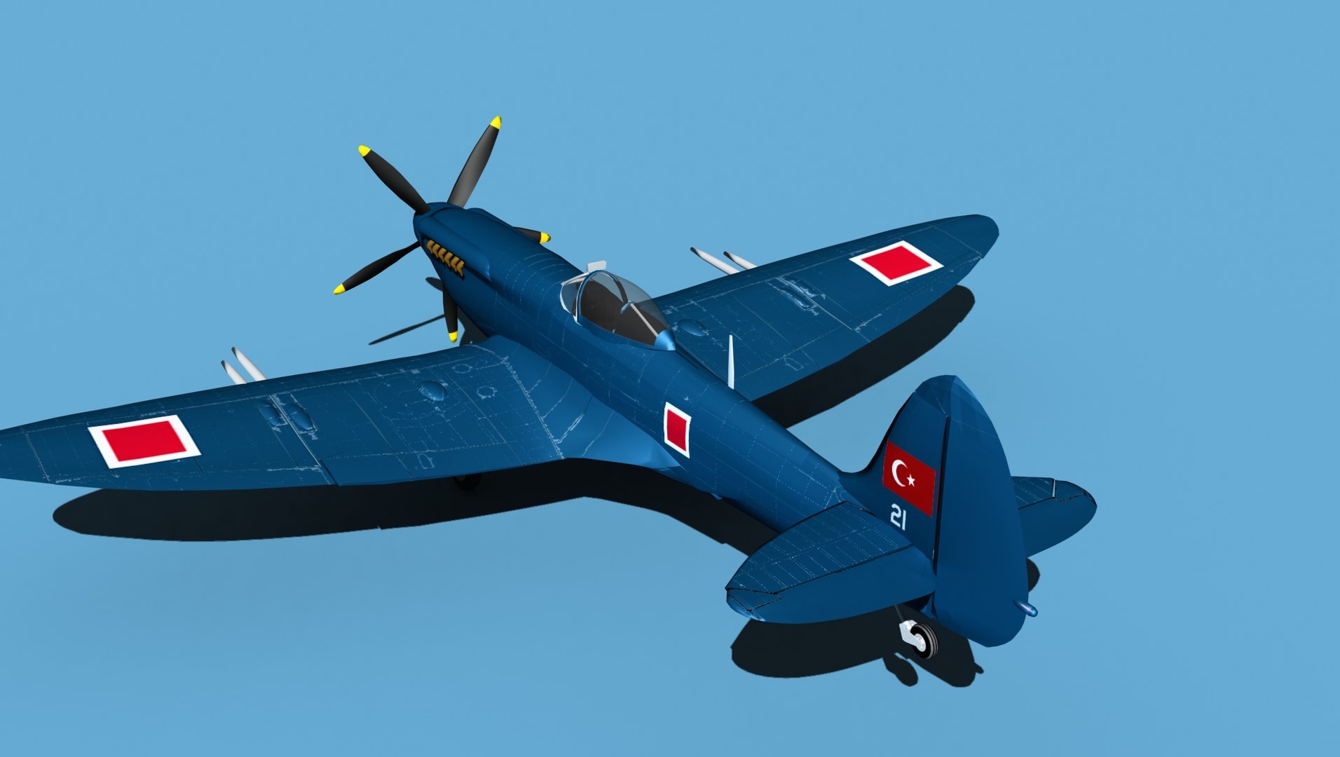 Supermarine Spitfire Mk XXII V18 Turkey 3D Model - TurboSquid 1925752