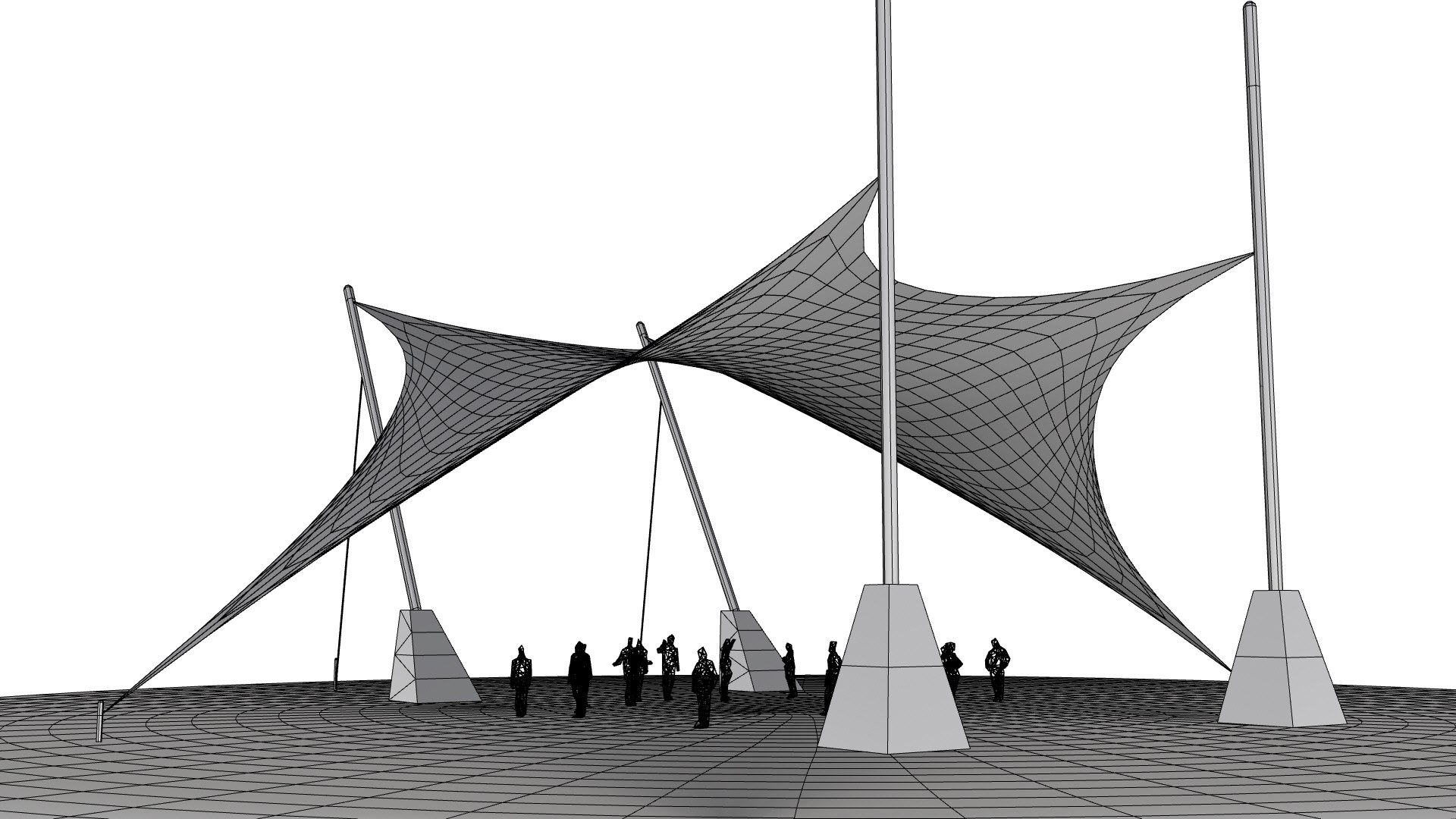 3D Tensile Structure Canopy 7 Model - TurboSquid 2249900