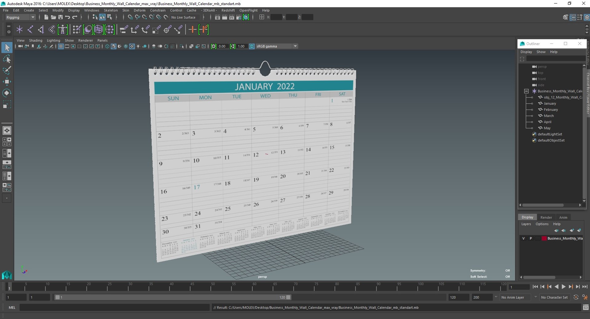 Business Monthly Wall Calendar 3D model - TurboSquid 2107183