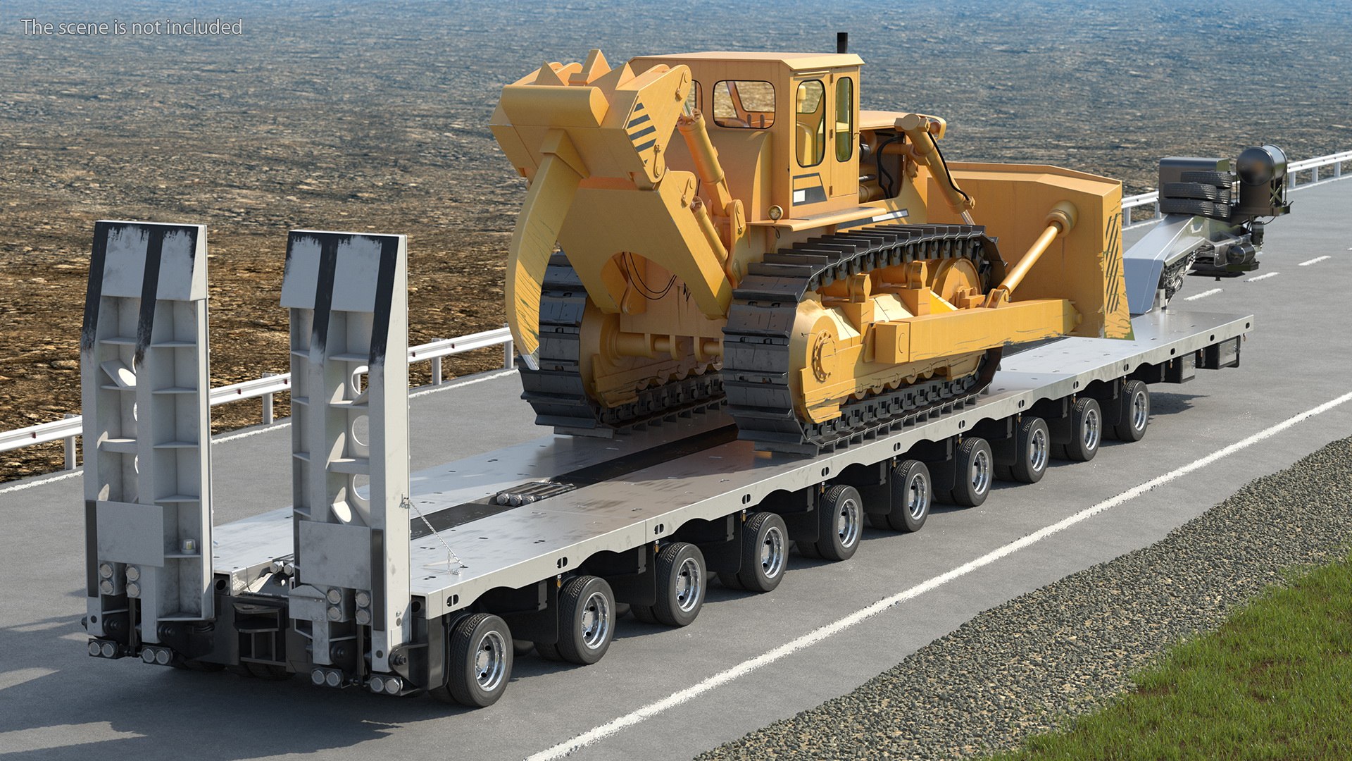 Bulldozer heavy transport trailer 3D model - TurboSquid 1635383