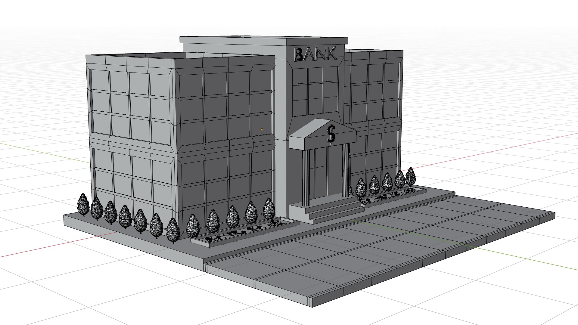 3D Low Poly Bank Building Model - TurboSquid 2134873