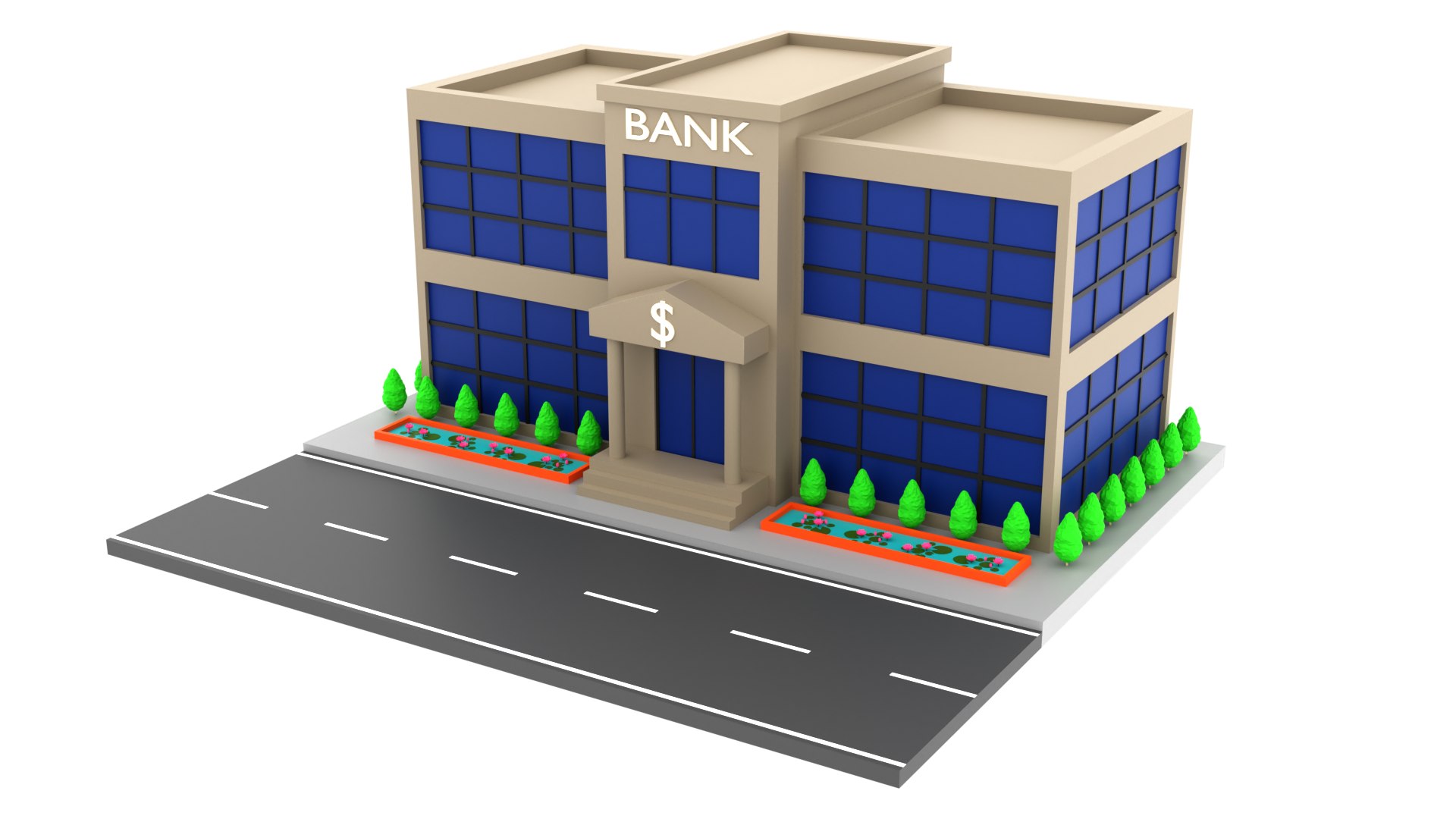 3D Low Poly Bank Building Model - TurboSquid 2134873