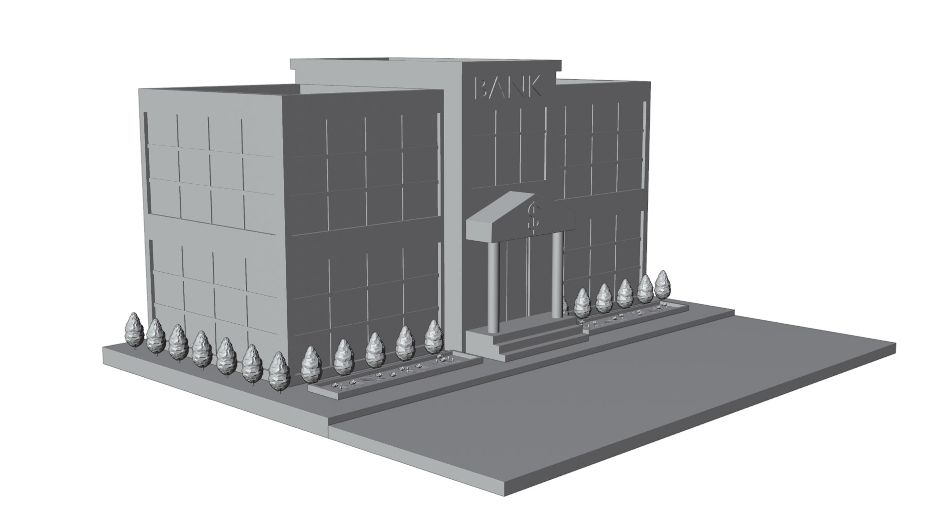 3D Low Poly Bank Building Model - TurboSquid 2134873