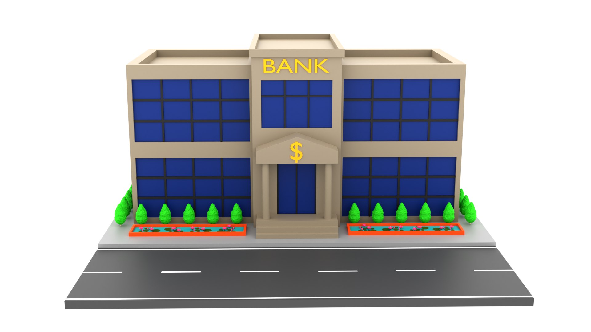 3D Low Poly Bank Building Model - TurboSquid 2134873