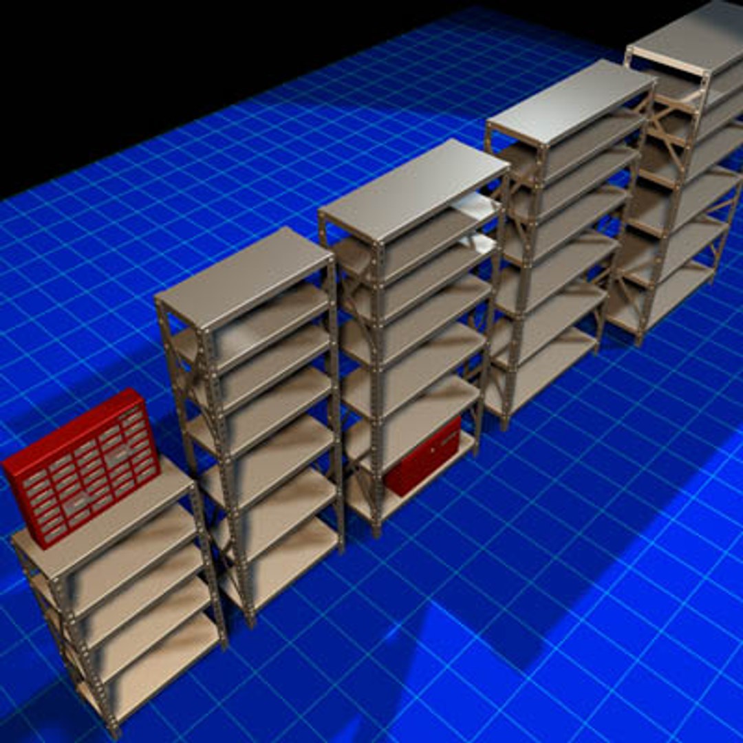 metal shelves 01 3d max