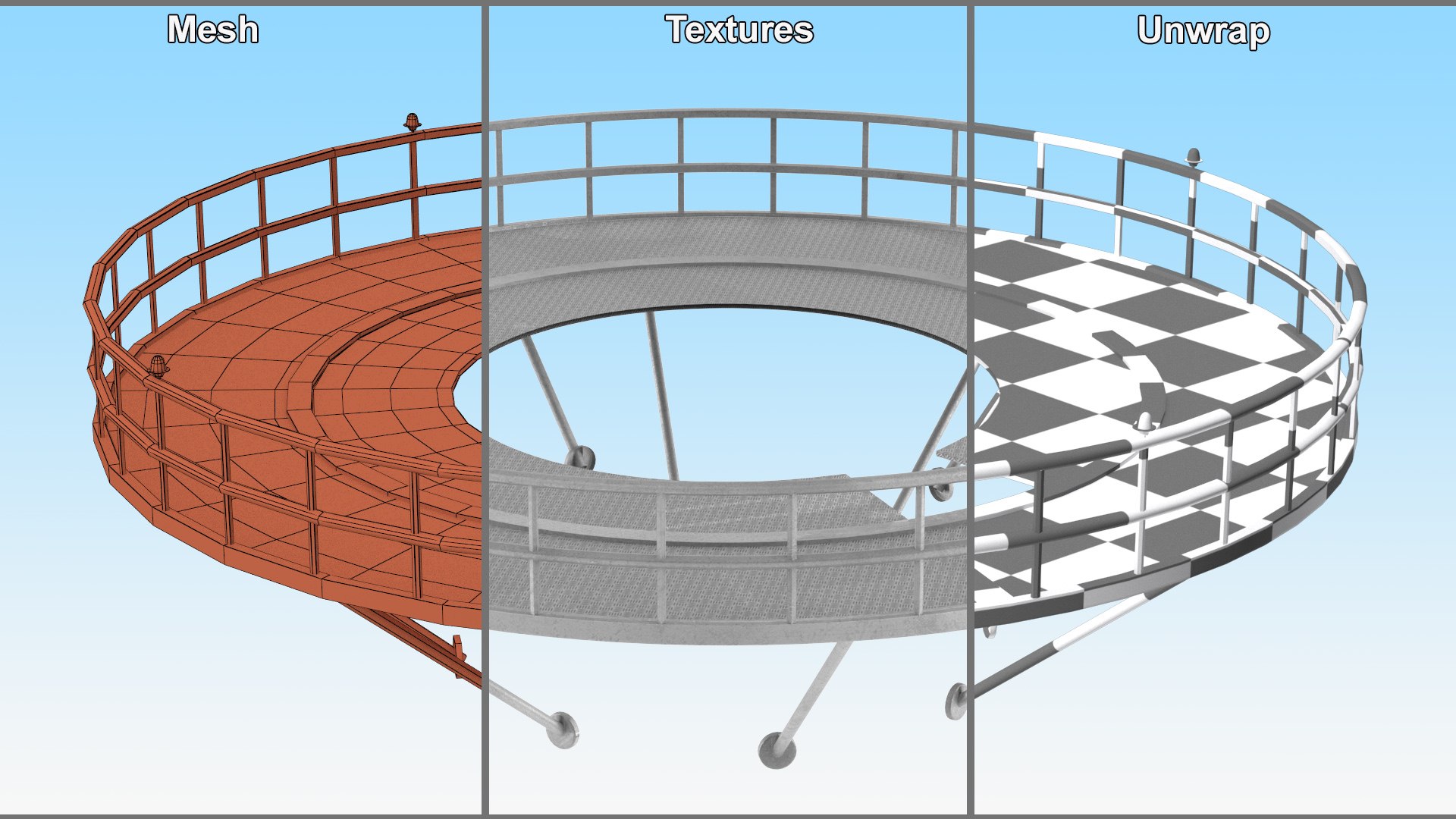 3D Model Industrial Circular Platform With Signal Lights - TurboSquid 2371432