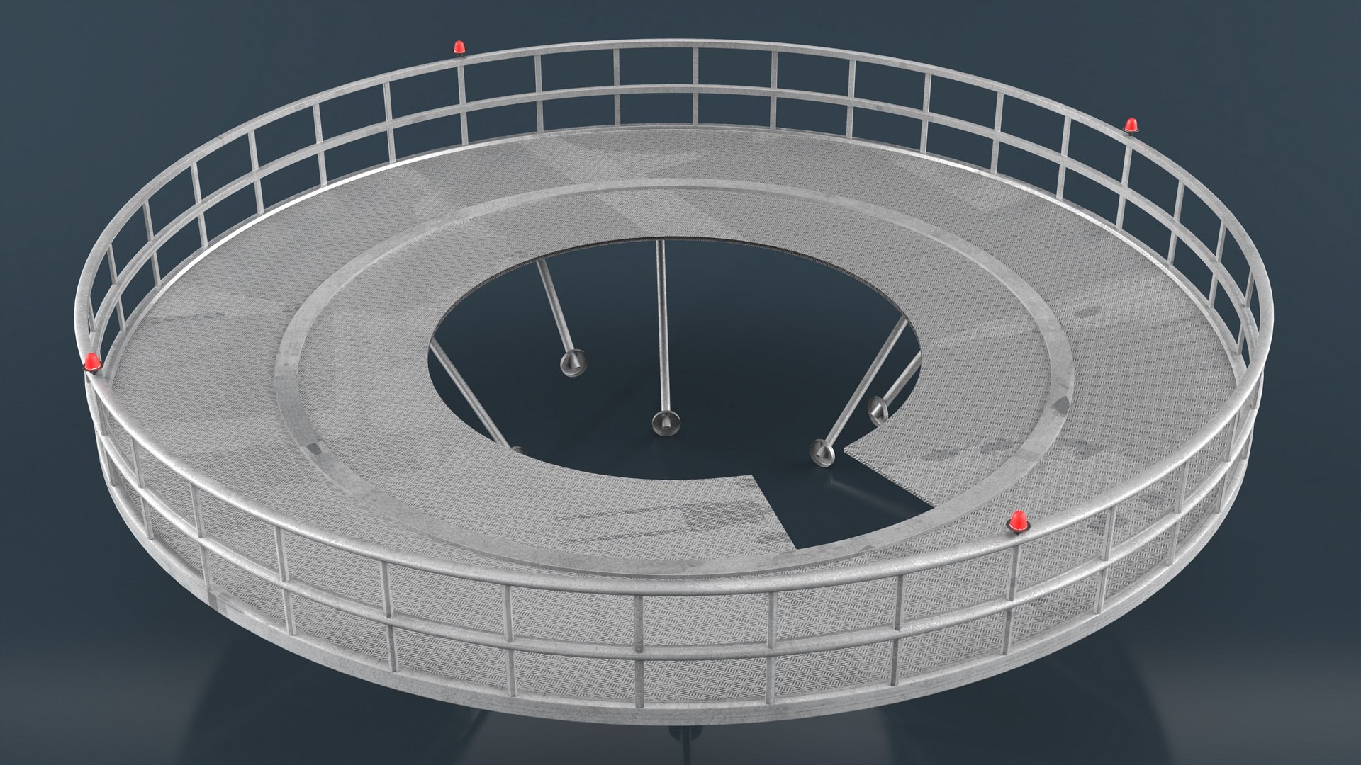 3D Model Industrial Circular Platform With Signal Lights - TurboSquid ...