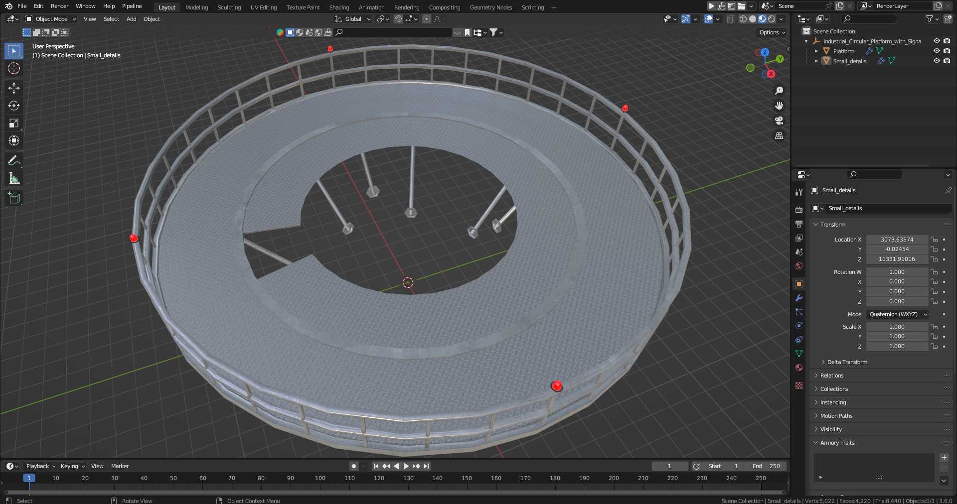 3D Model Industrial Circular Platform With Signal Lights - TurboSquid ...