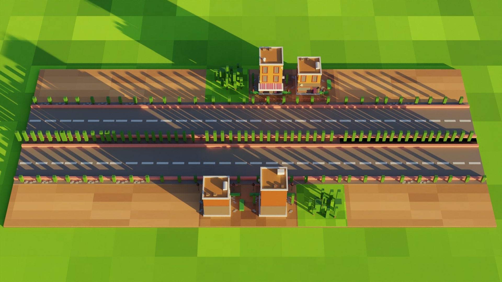 Small Village Beside Countryside Road - Low Poly Town 3D Model ...