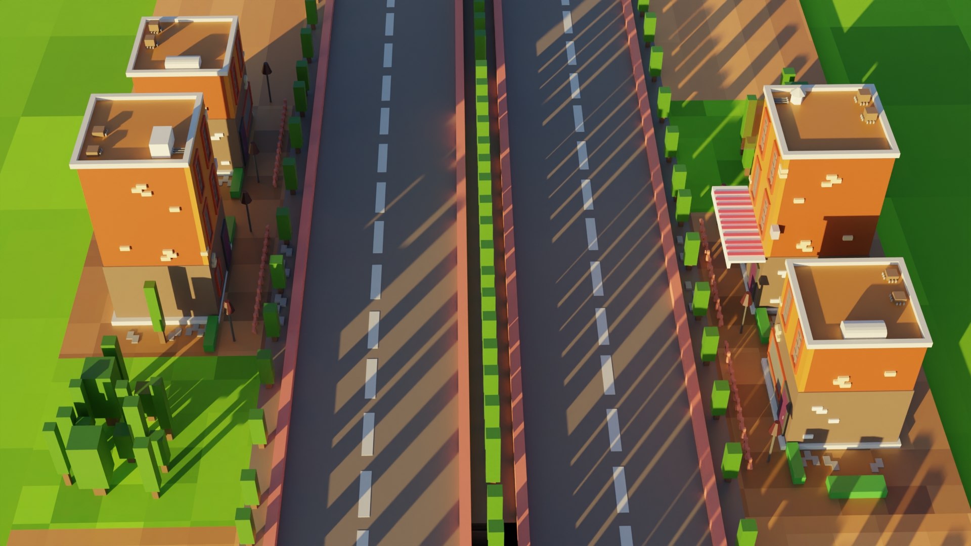 Small Village Beside Countryside Road - Low Poly Town 3D Model ...