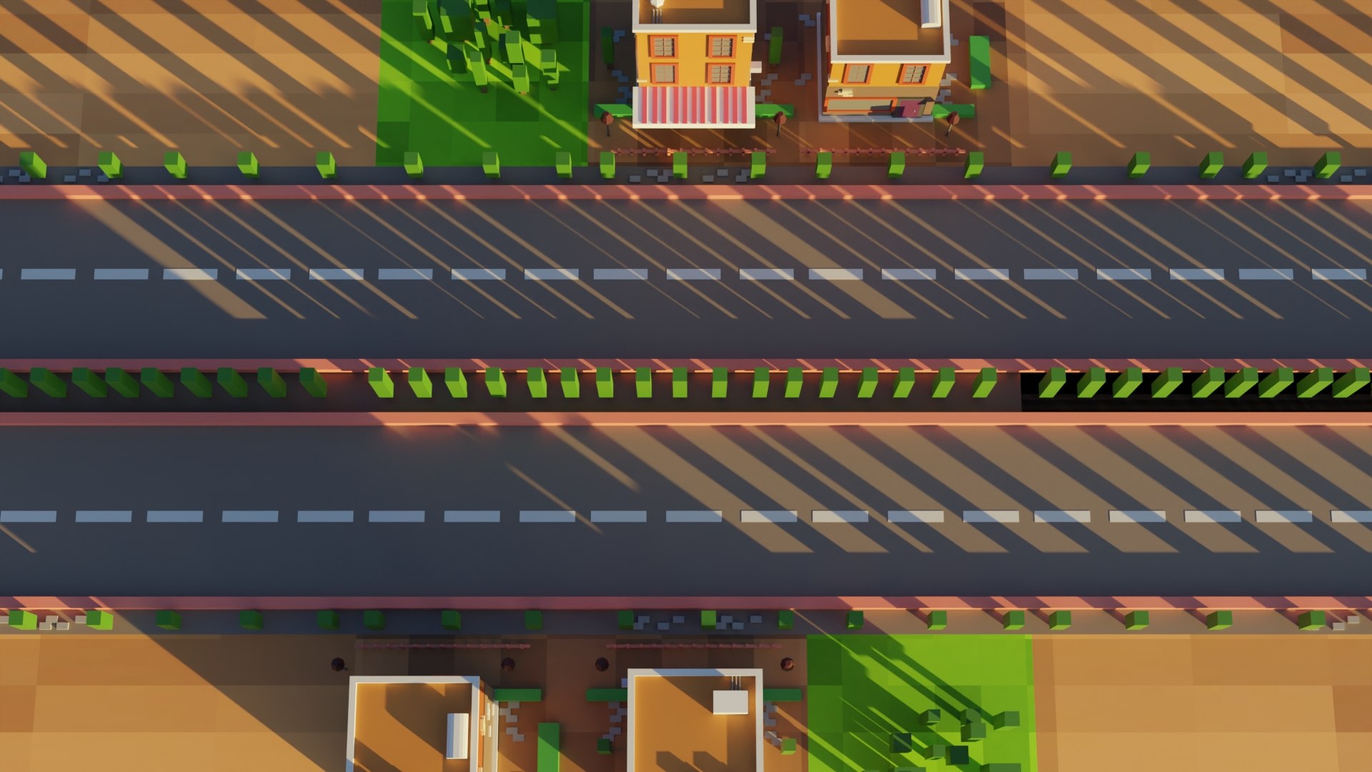 Small Village Beside Countryside Road - Low Poly Town 3D Model ...