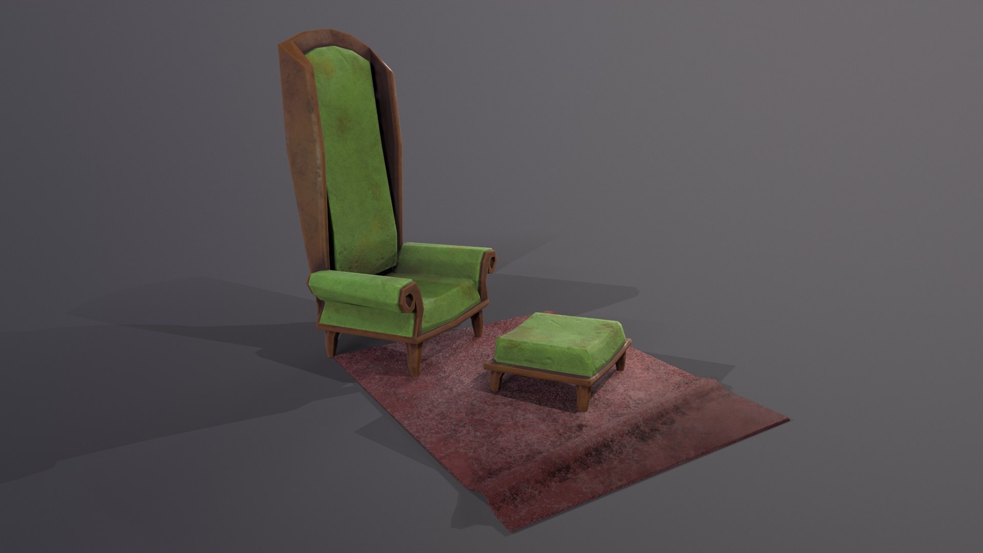 3D Old Stylized Library Parlor Armchair For Fantasy Library Low-poly 3D ...