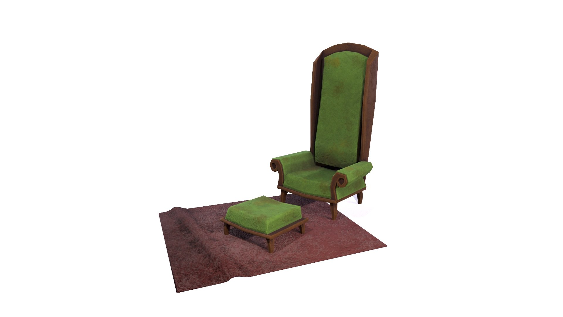 3D Old Stylized Library Parlor Armchair For Fantasy Library Low-poly 3D ...