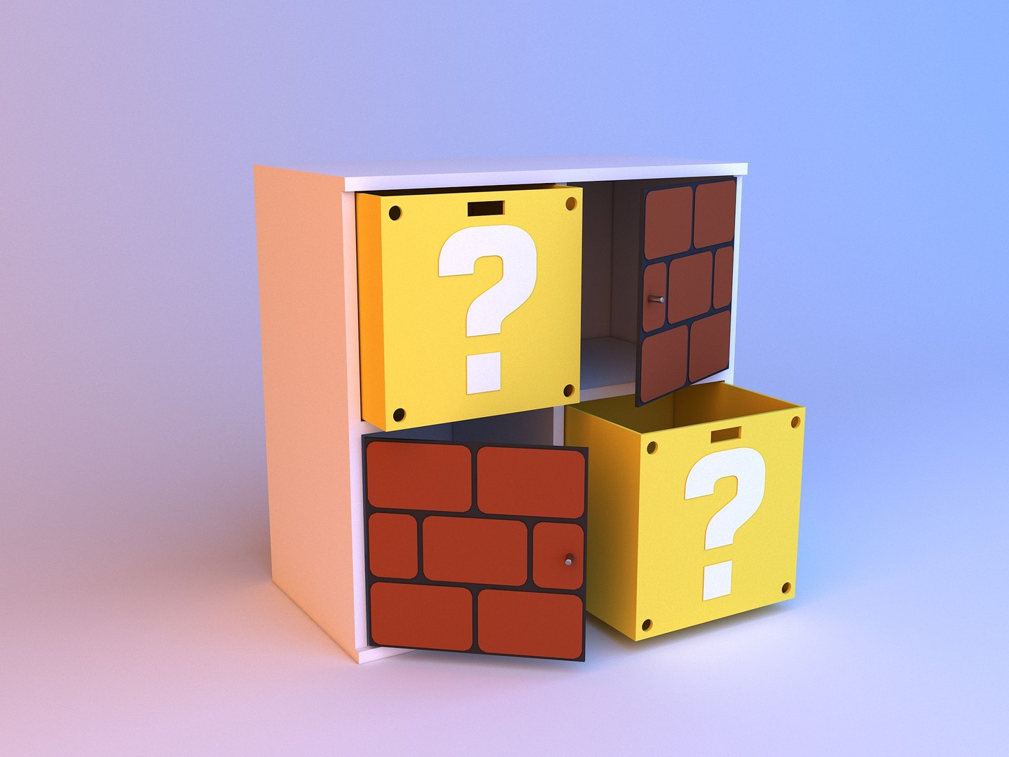 3D Mario Kids Bookcase Model - TurboSquid 1753223