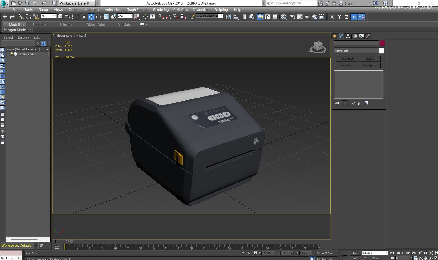 3D ZEBRA ZD421 Direct Thermal Desktop Printer - TurboSquid 2346286
