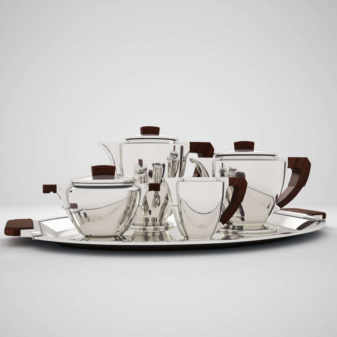 Silver Plated Tea Set Model - TurboSquid 1307043