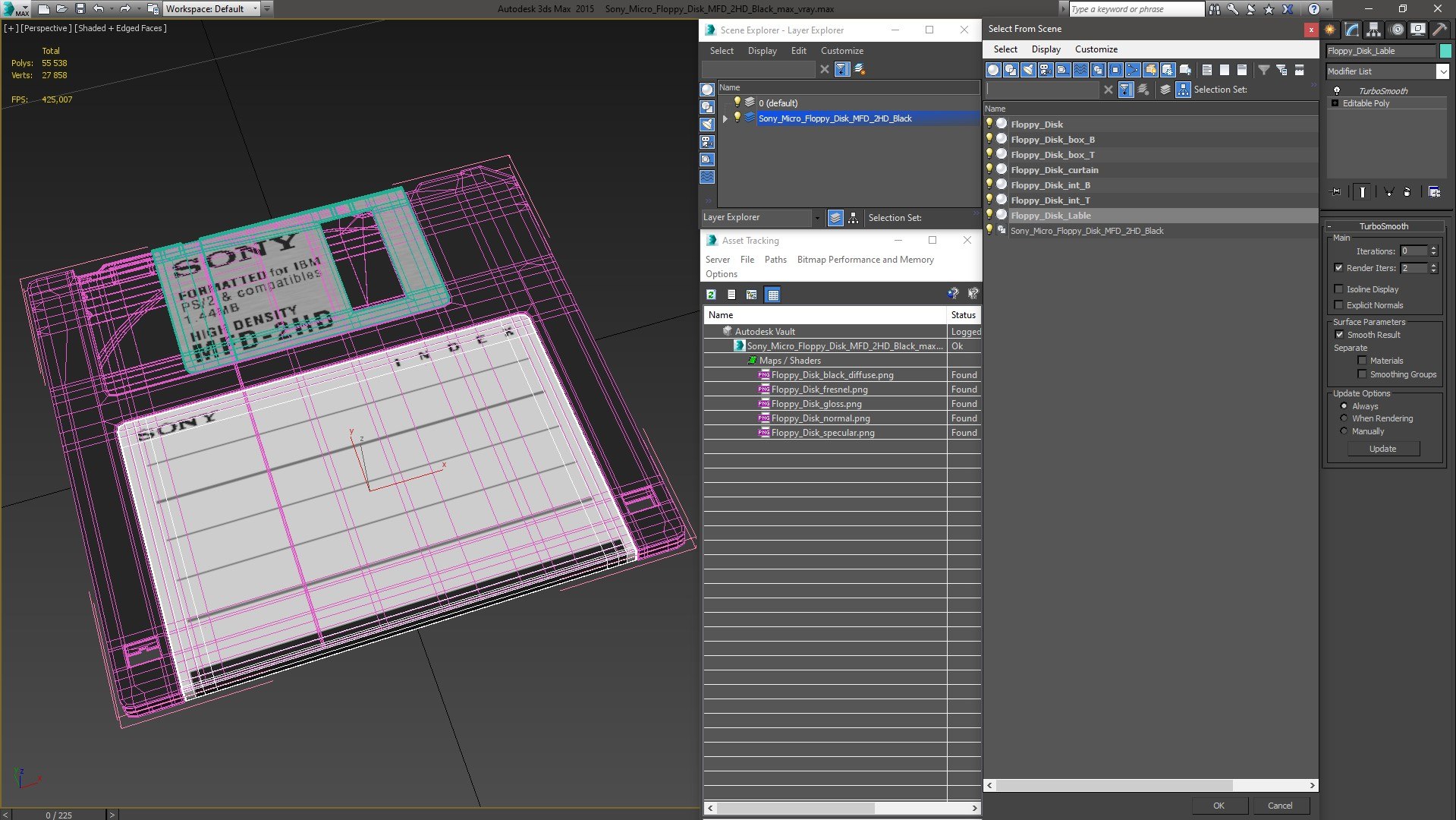 3D Sony Micro Floppy Disk MFD 2HD Black - TurboSquid 1772261