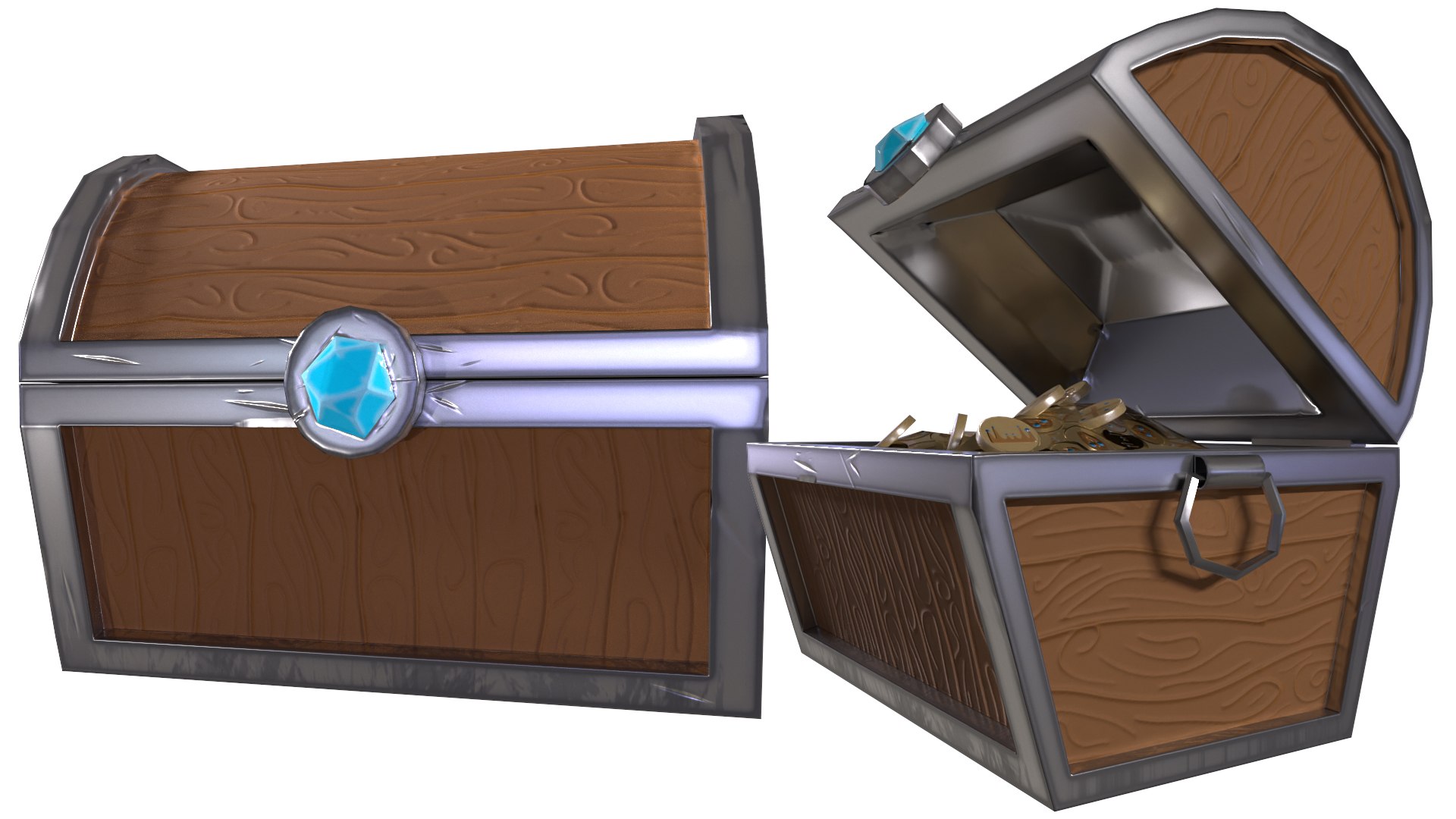 3D Low Poly Chest With Gold Coins Model - TurboSquid 1942774