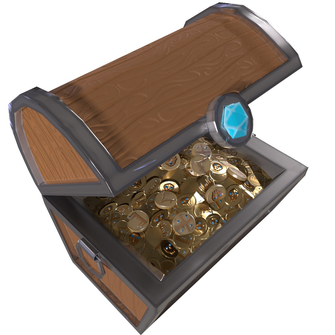 3D Low Poly Chest With Gold Coins Model - TurboSquid 1942774