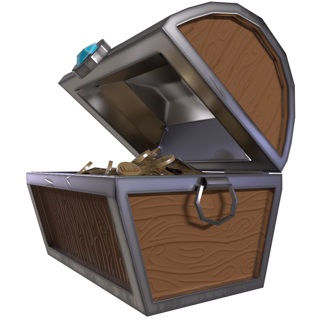 3D Low Poly Chest With Gold Coins Model - TurboSquid 1942774