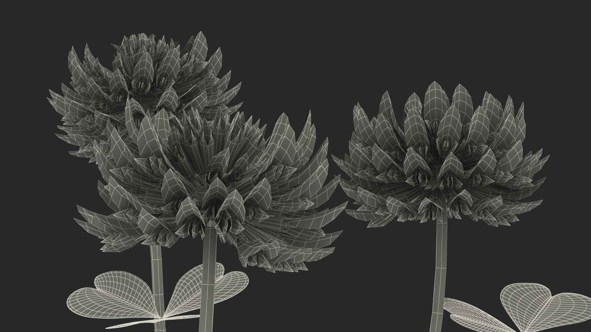 3D blooming red clover field model - TurboSquid 1577134