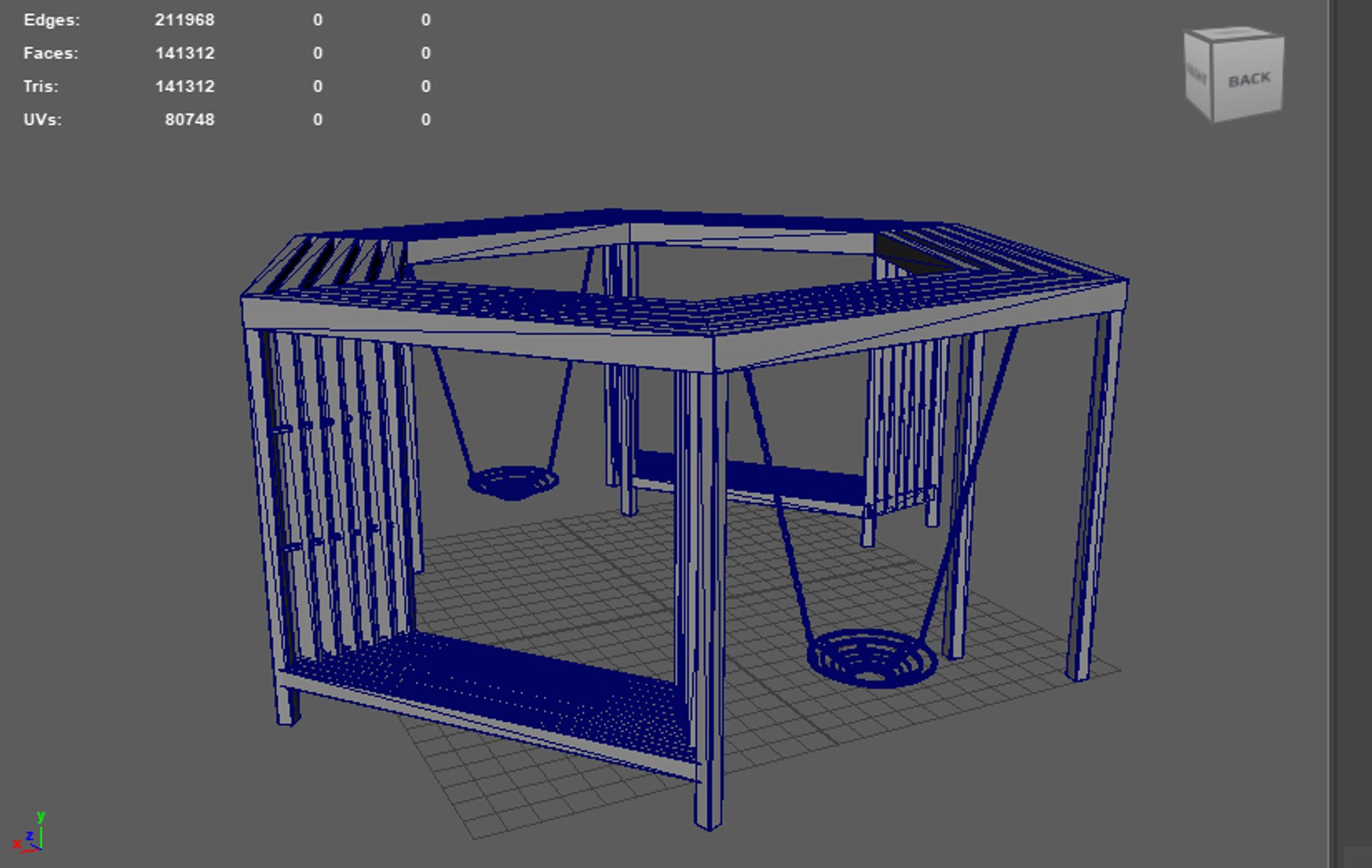 3D Pergola With Benches Model - TurboSquid 2430042
