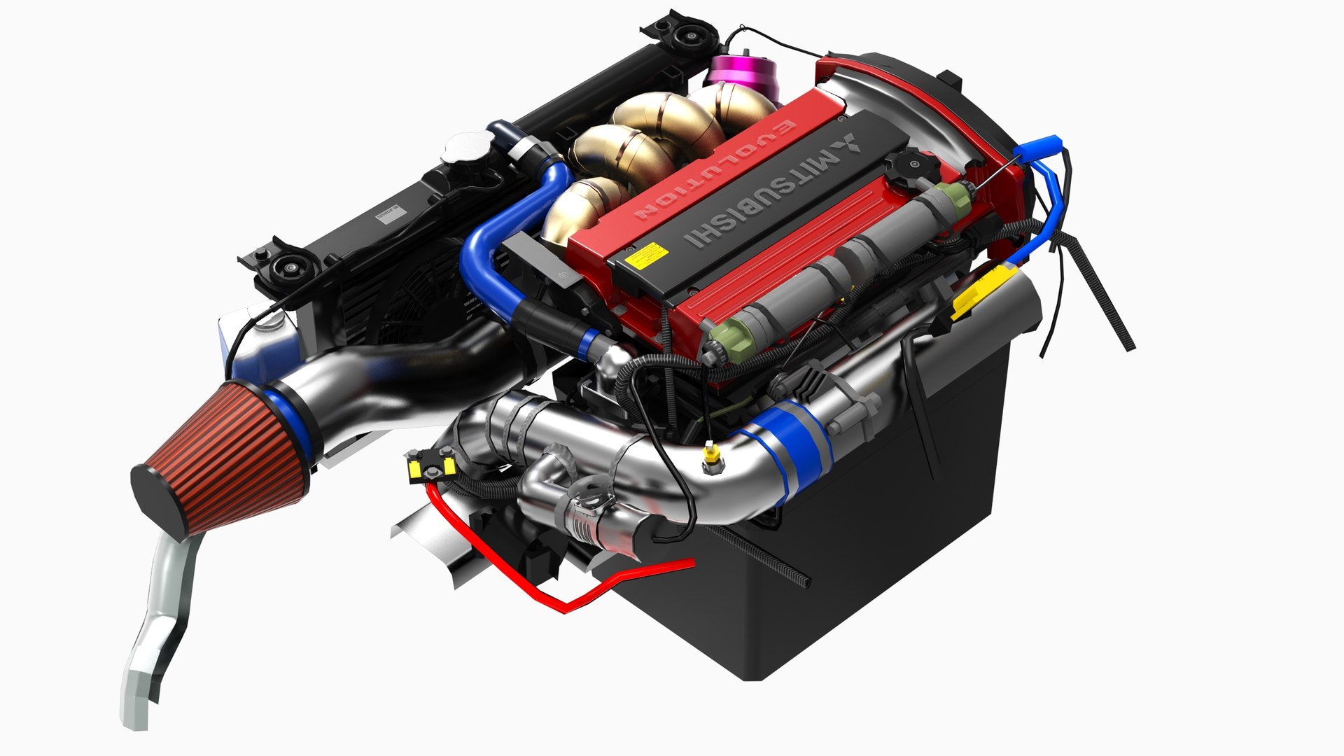 Mitsubishi 4G63T Evolution Inline 4 Engine 3D Model - TurboSquid 2307746