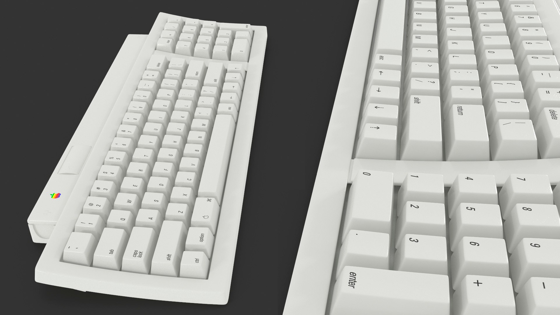 3D Vintage Apple Keyboard II - TurboSquid 2209605