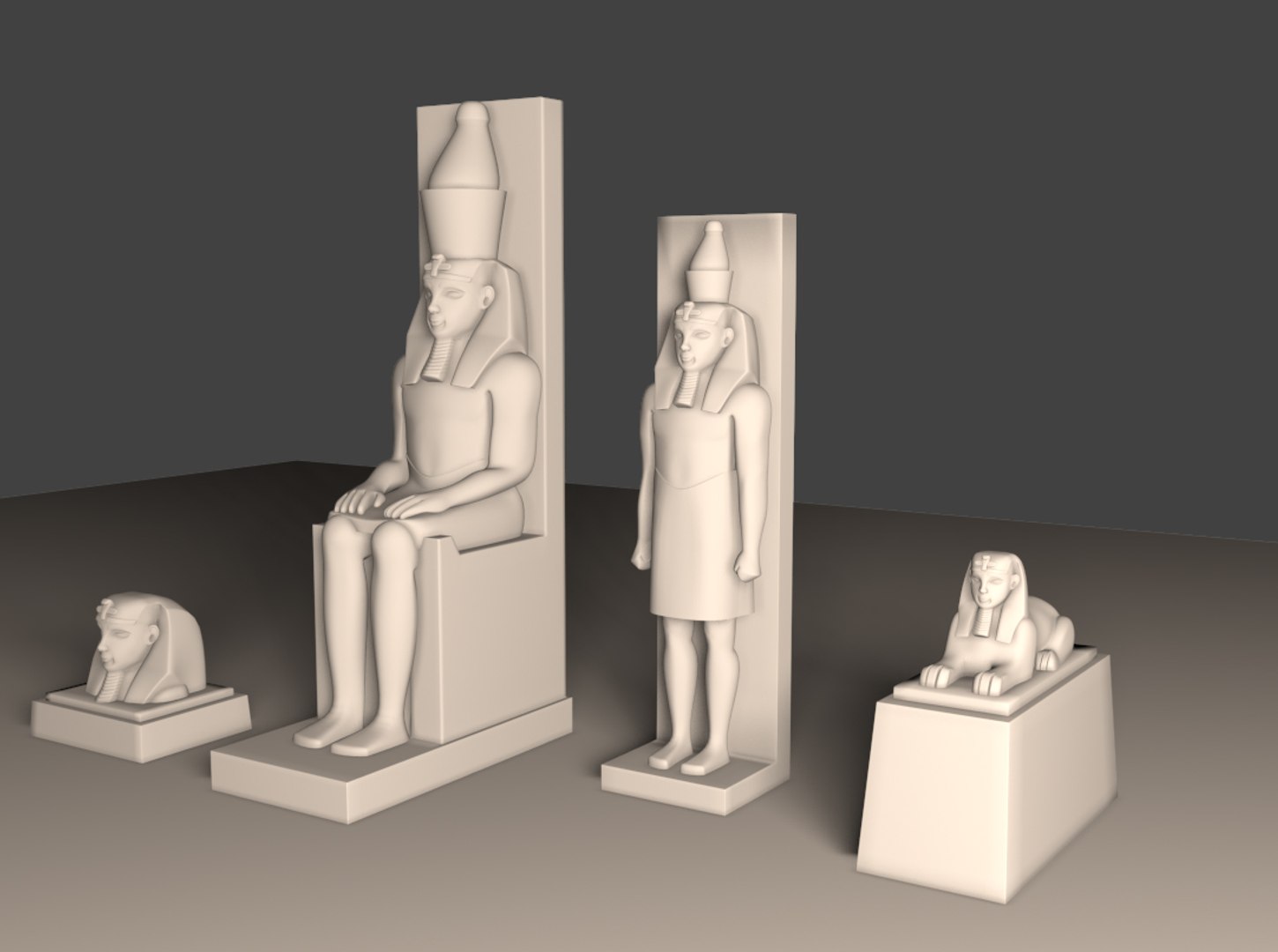 3d Model Temple Statues