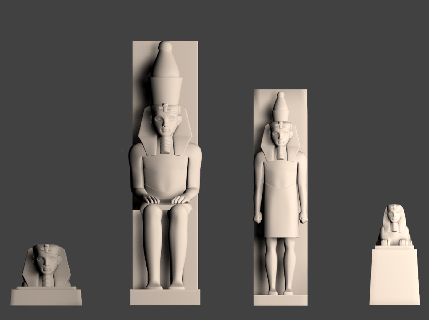 3d Model Temple Statues