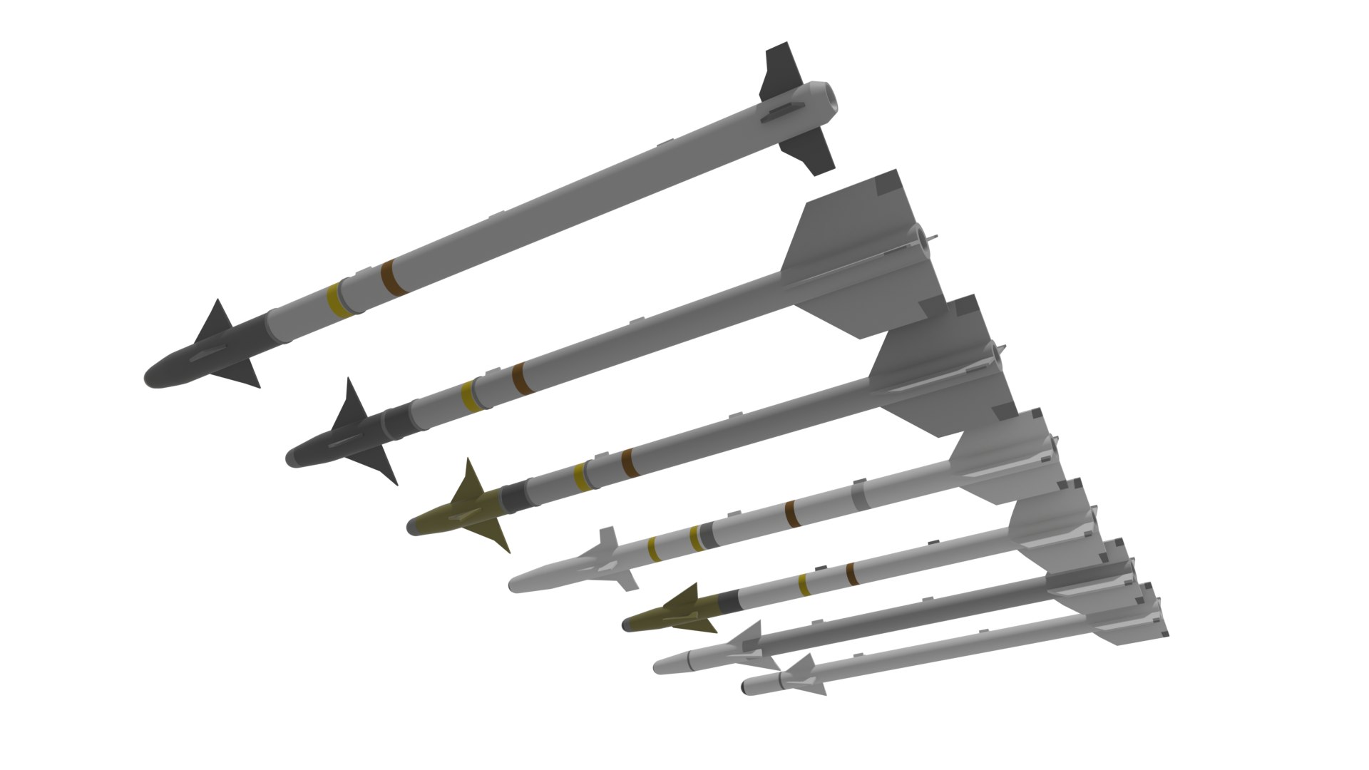 3D Aim-9 Sidewinders Low Poly - TurboSquid 2376768