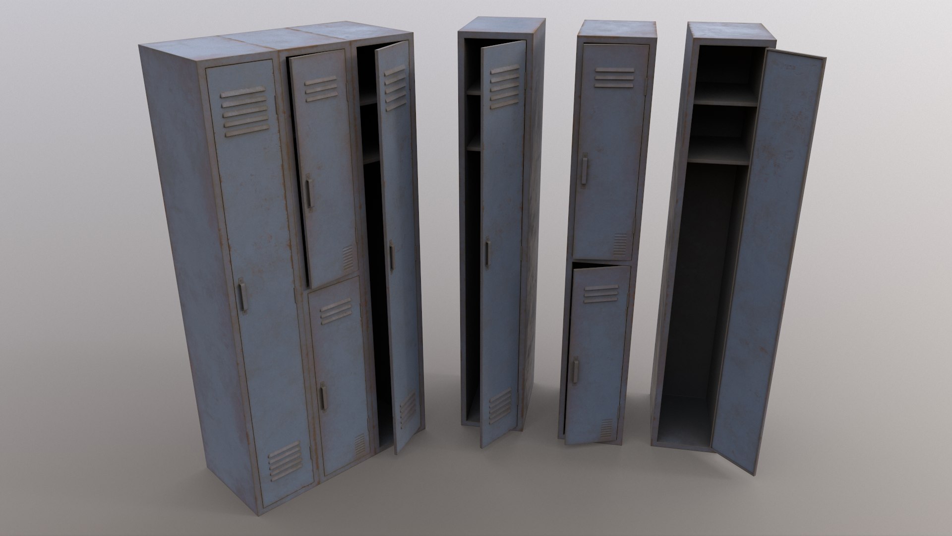 3D PBR School Gym Locker 04 - Grey model - TurboSquid 1779160