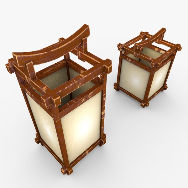 3D Old Japanese Wooden Shoji Lamp Low Poly model - TurboSquid 1982070