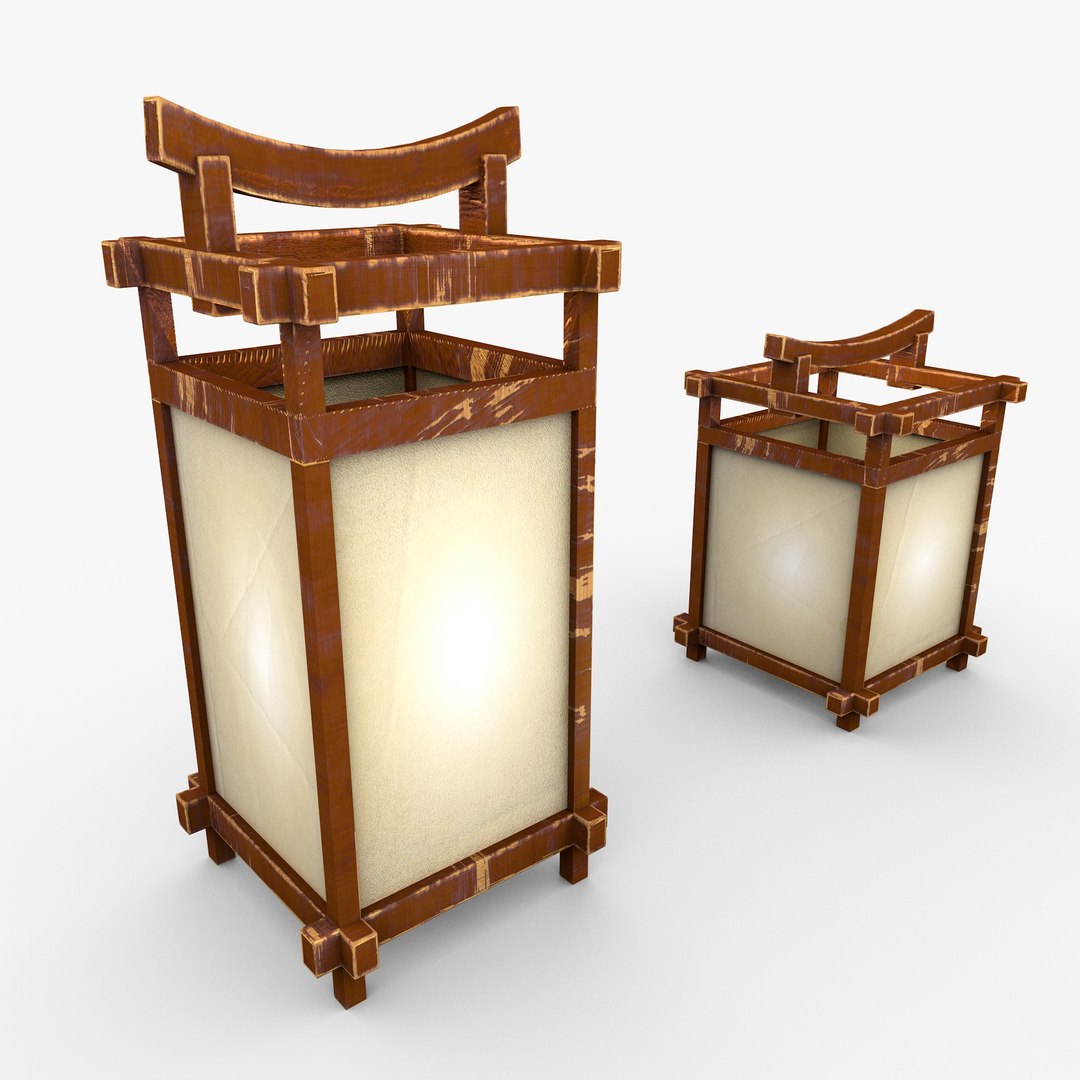 3D Old Japanese Wooden Shoji Lamp Low Poly model - TurboSquid 1982070