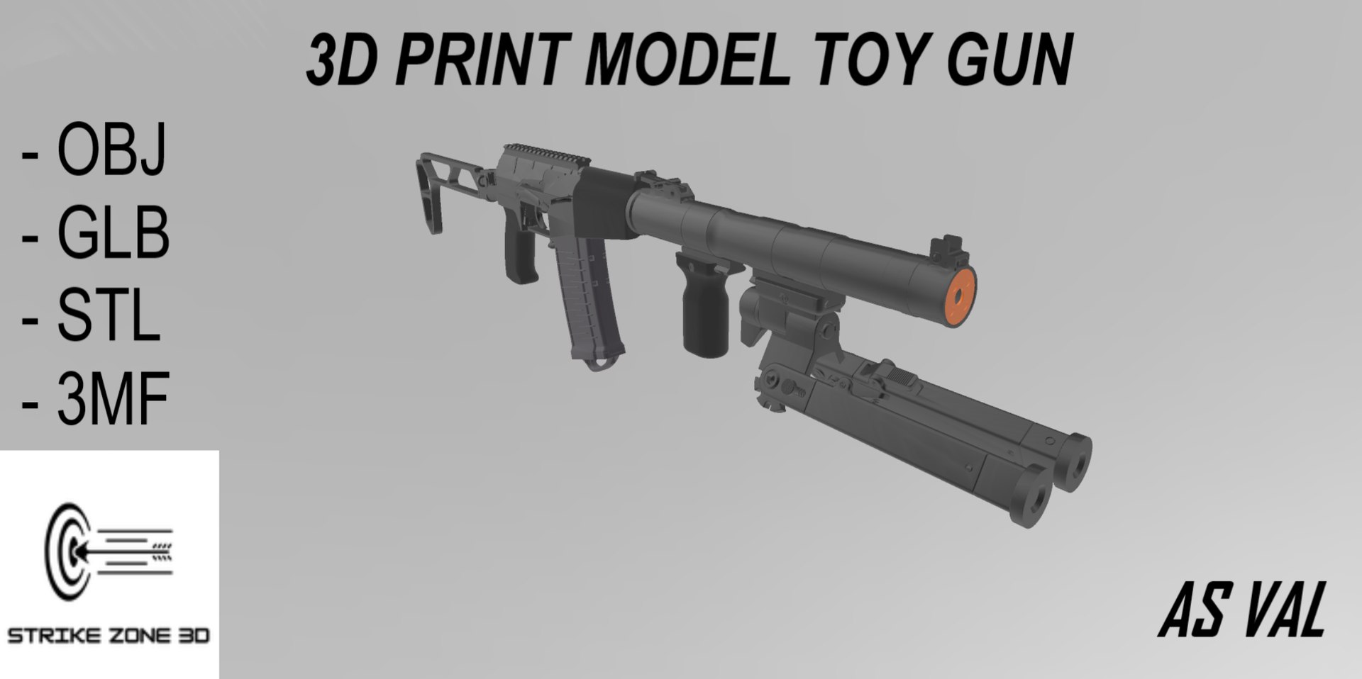 AS VAL 3D Print Toy Gun 3D - TurboSquid 2315962