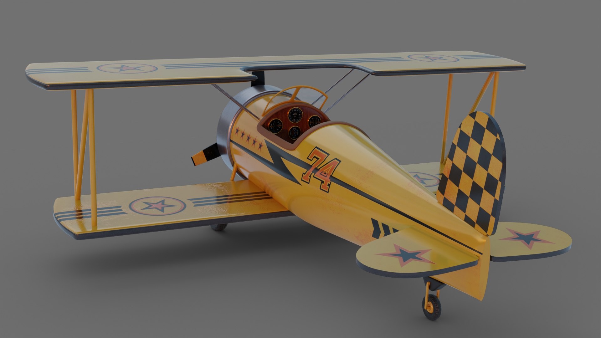 3D Cartoon Airplane Biplane Model - TurboSquid 1956873