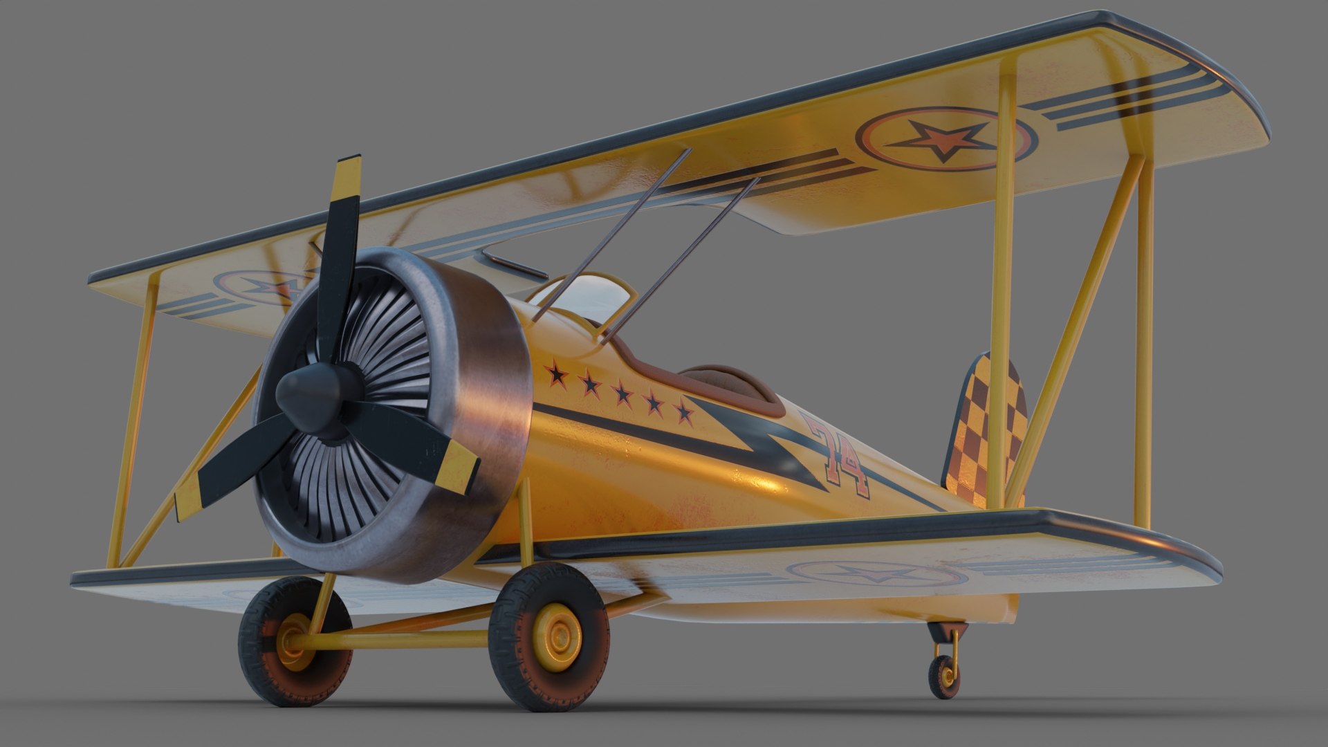 3D Cartoon Airplane Biplane Model - TurboSquid 1956873