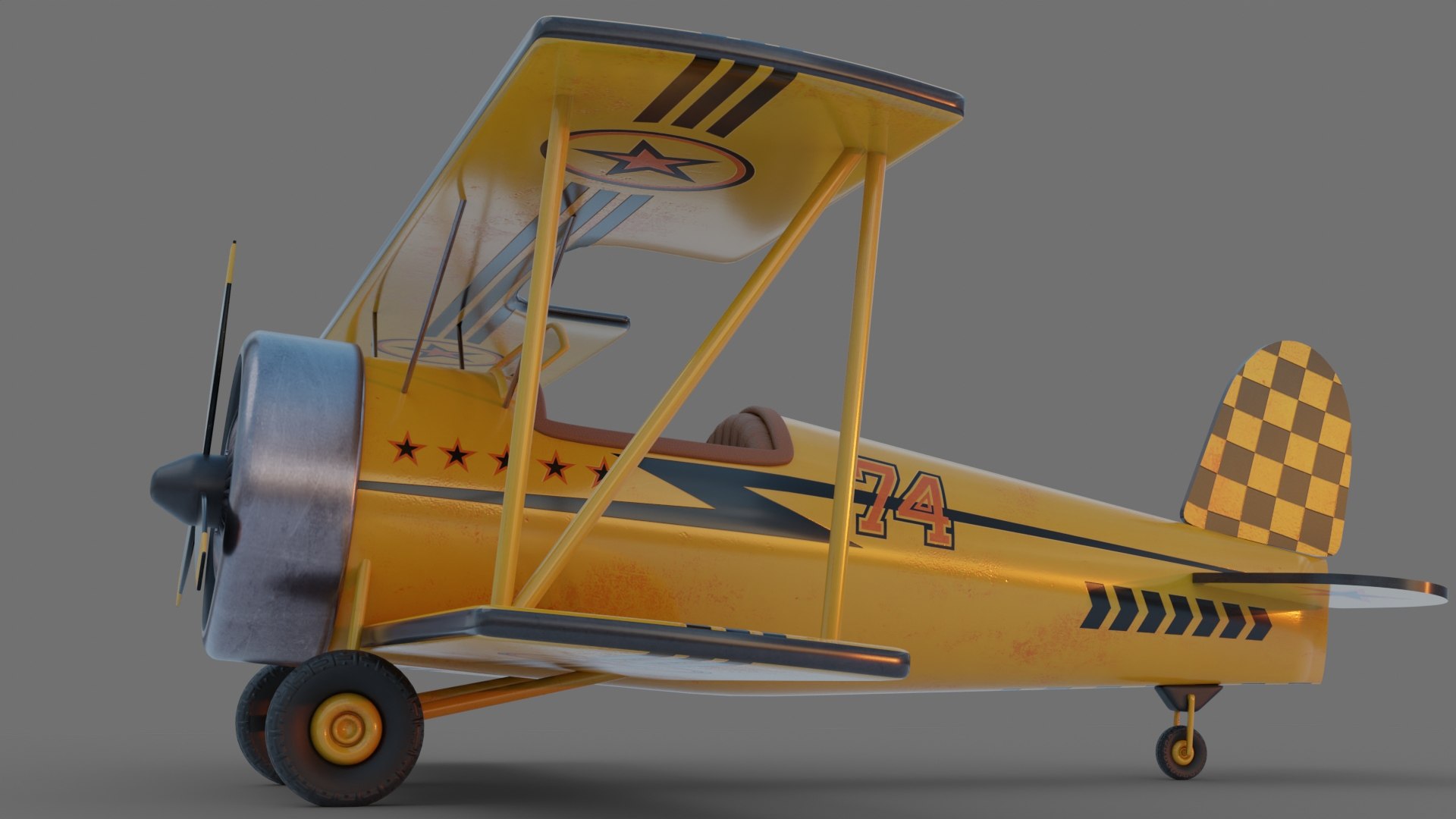 3D Cartoon Airplane Biplane Model - TurboSquid 1956873