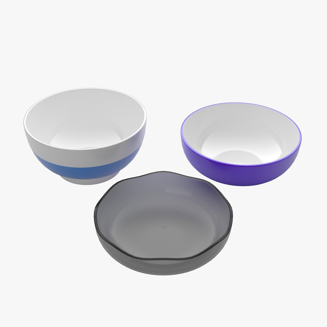 bowl set 3d obj