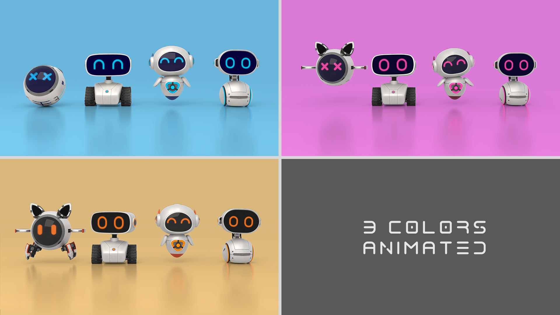 3D Cute Set Of Robots - TurboSquid 1996315