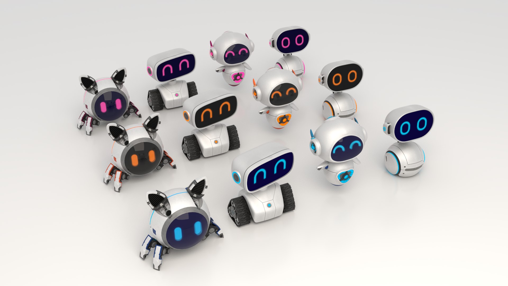 3D Cute Set Of Robots - TurboSquid 1996315
