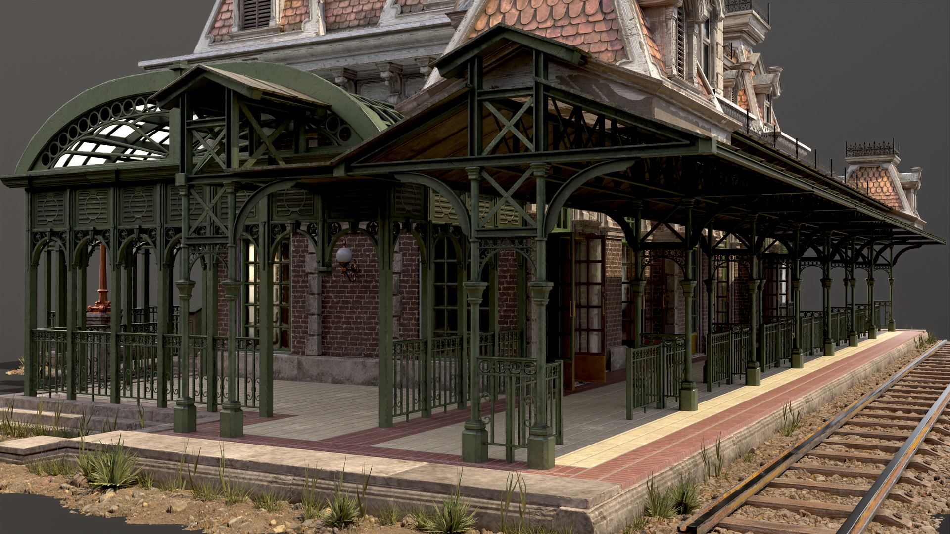 Old Abandoned Railroad Station Model - TurboSquid 2195338
